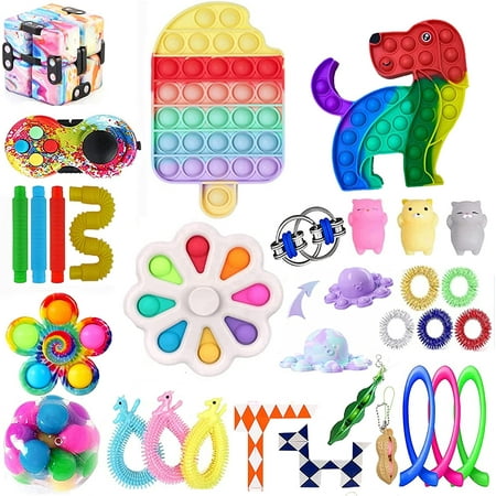 Fidget Pack Fidget Toy Set Anti-Anxiety Tools, Push Pop-in-It Keyboard ...