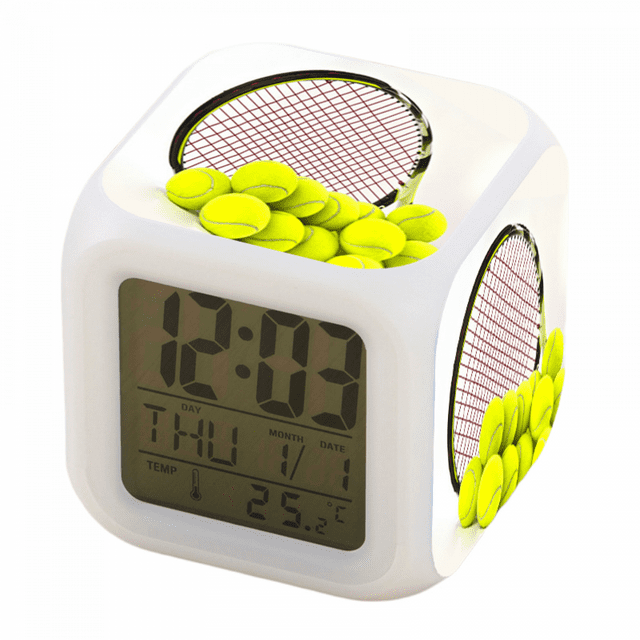 JUSTUP Tennis Alarm Clock for Kids Room, LED Digital Bedroom Alarm ...