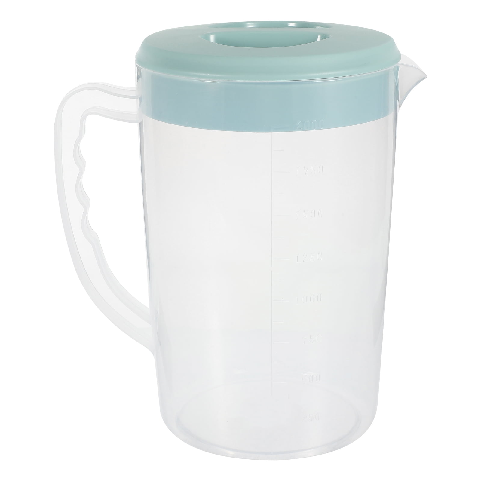 Kakowely 2000ml Large Capacity Beverage Storage Container Heat Resistant Cold Water Jug Plastic Juice Pitcher Household Teapot Kettle(Blue) 7.87X7.87
