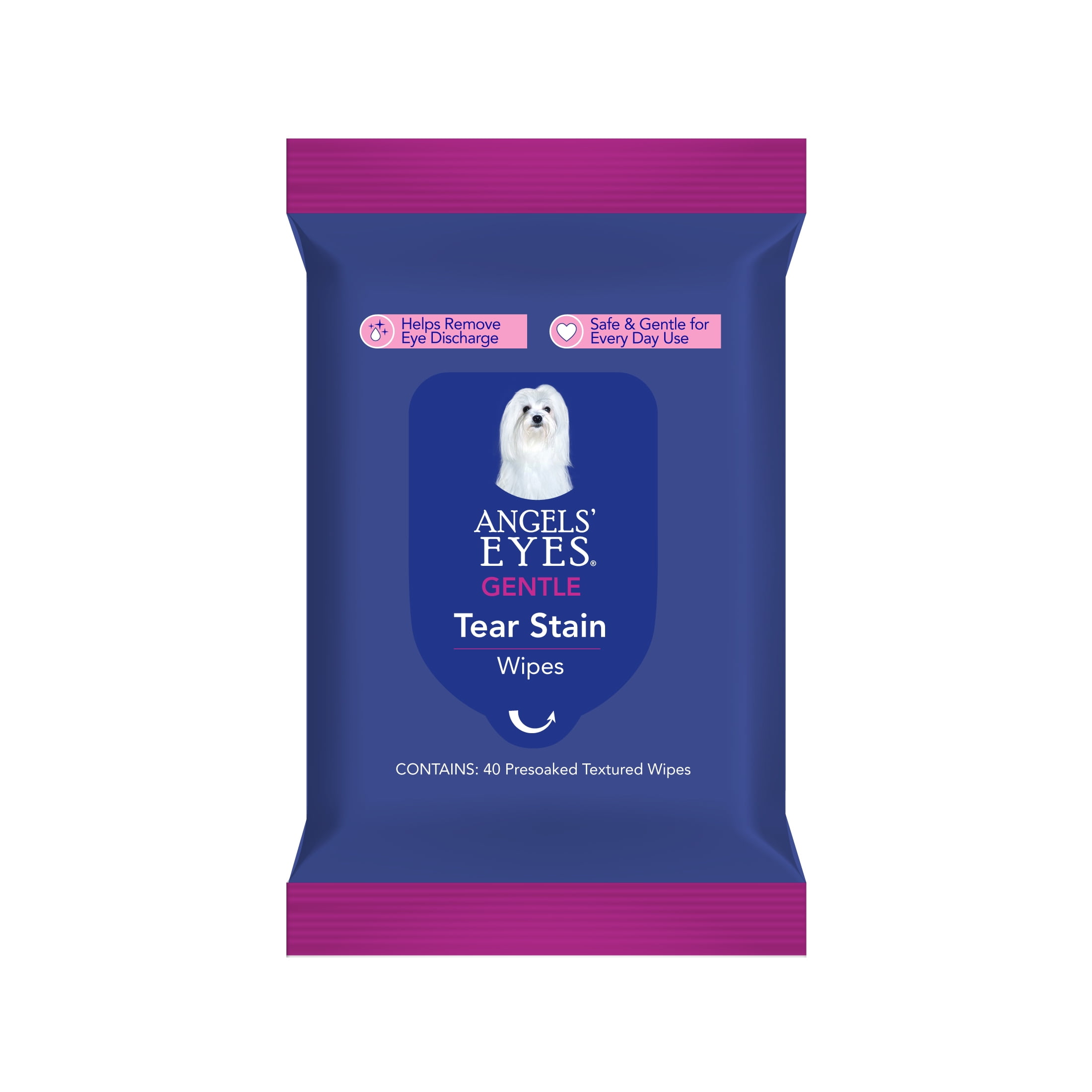 Angels’ Eyes Gentle Tear Stain Wipes for Dogs and Cats, 40 Presoaked ...