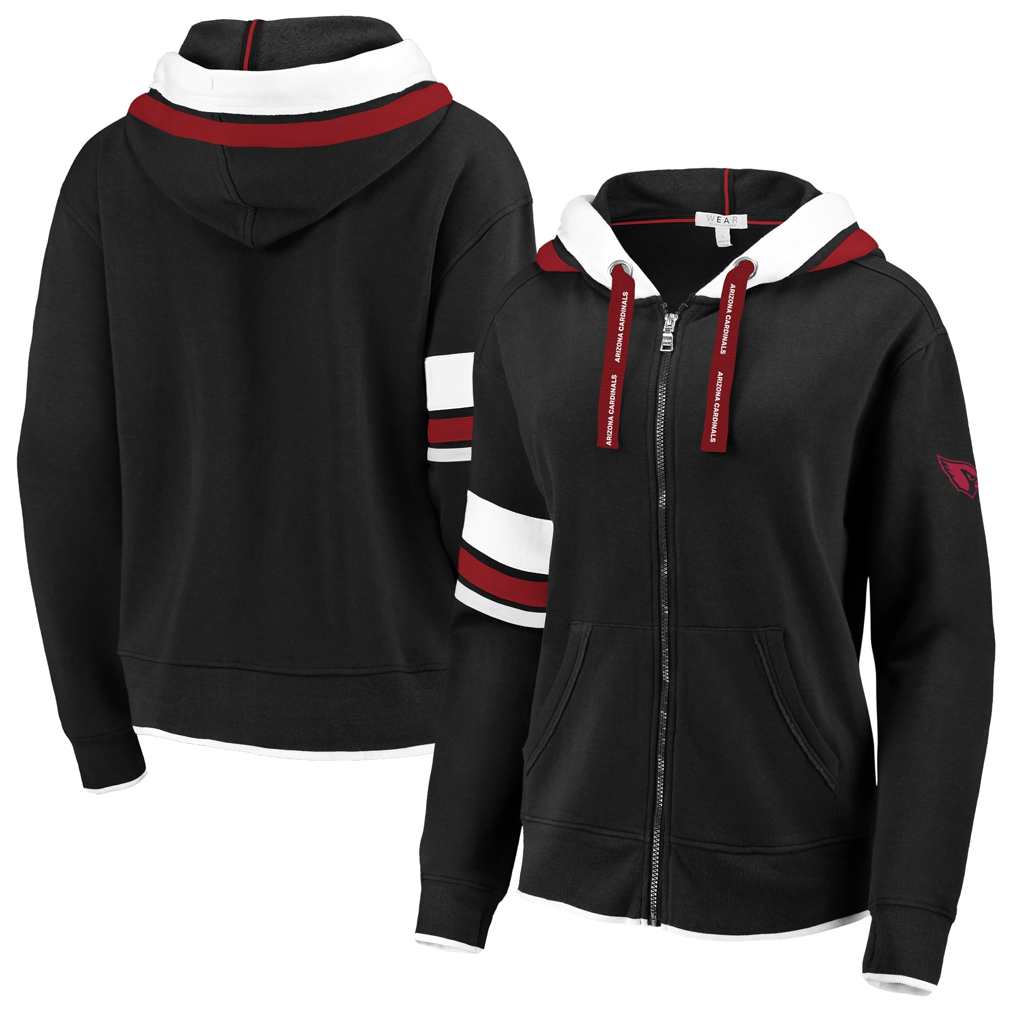 Arizona Cardinals WEAR By Erin Andrews Women s Full Zip Trim Hoodie arizona-cardinals-wear-by-erin-andrews-women-s-full-zip-trim-hoodie