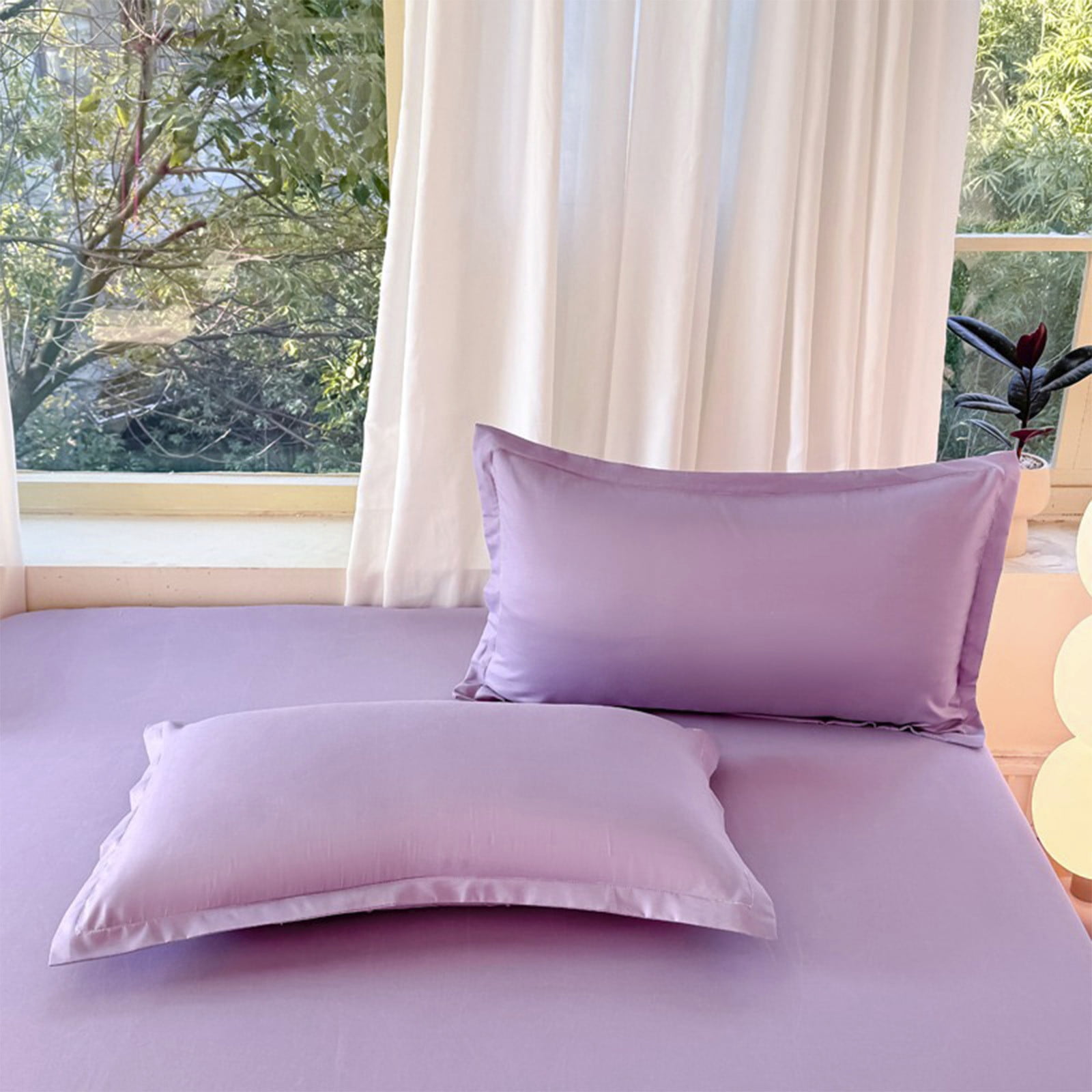 Click here for Cotton Pillowcase 2pc Purple Brushed Microfiber Pi... prices