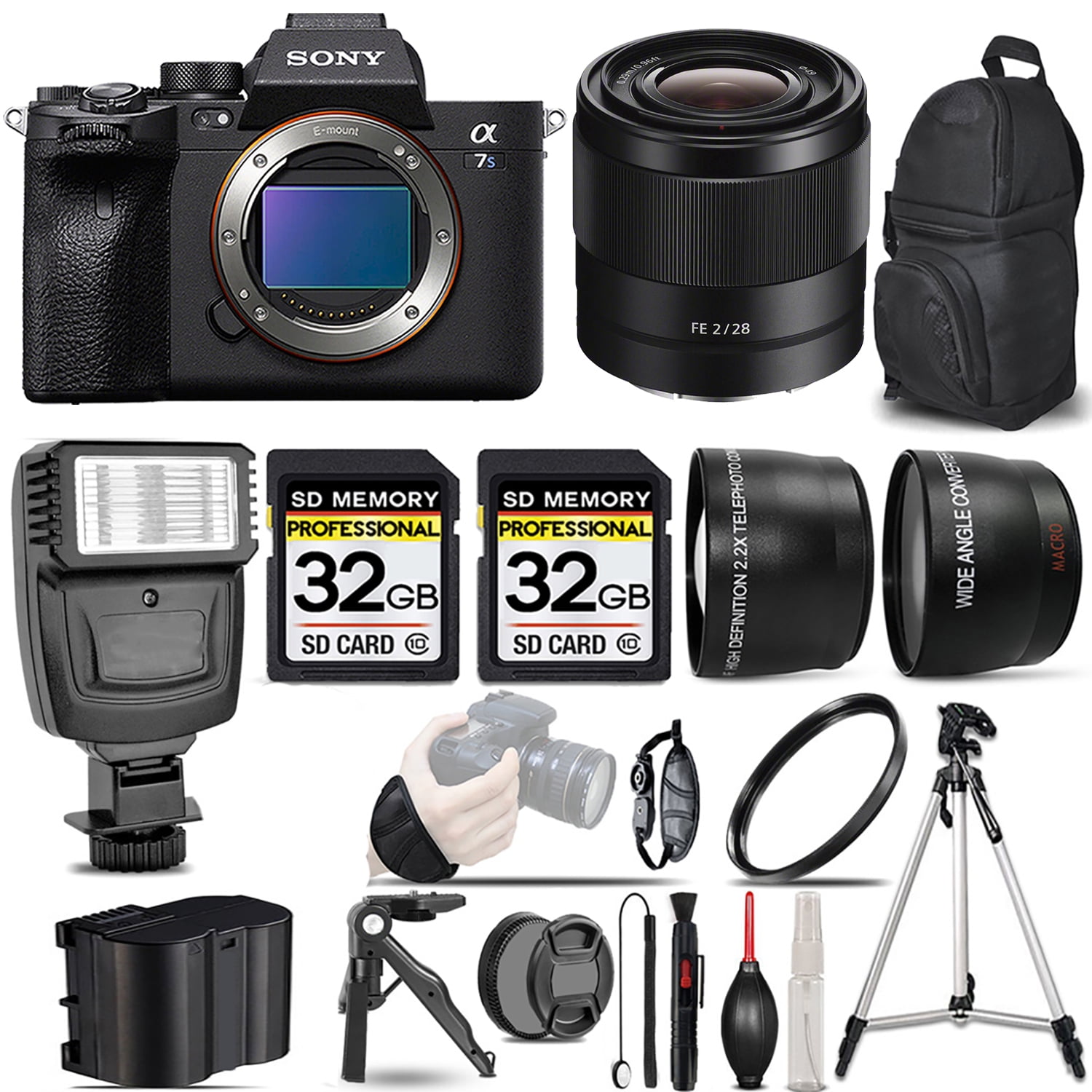 Sony a7S III Camera Bundle: Mirrorless + 28mm f/2 Lens + Flash + 64GB ...