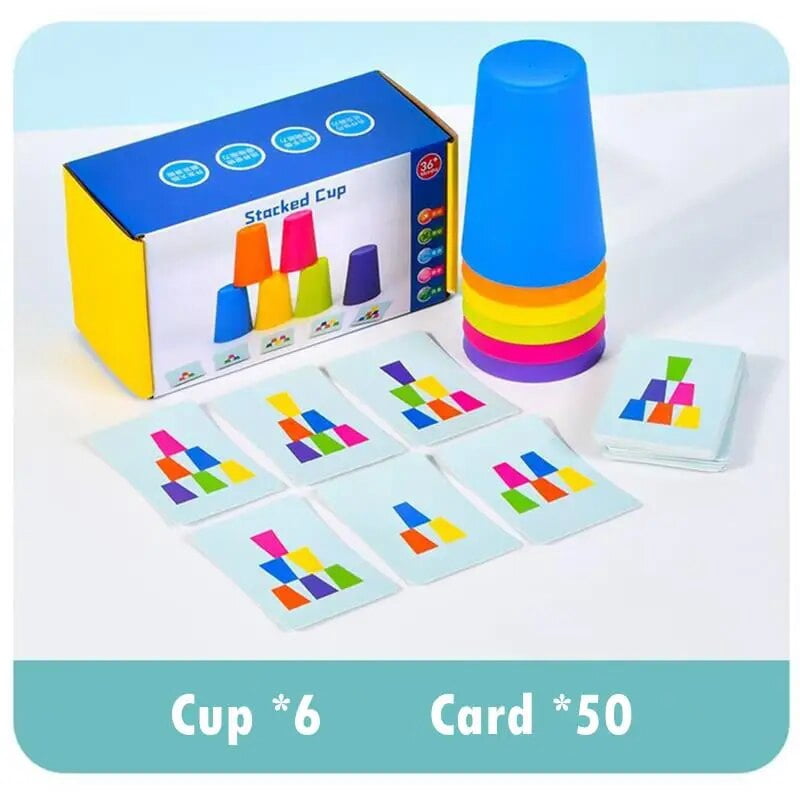 Juego de vasos apilables Montessori Toys con cartas, educación ...