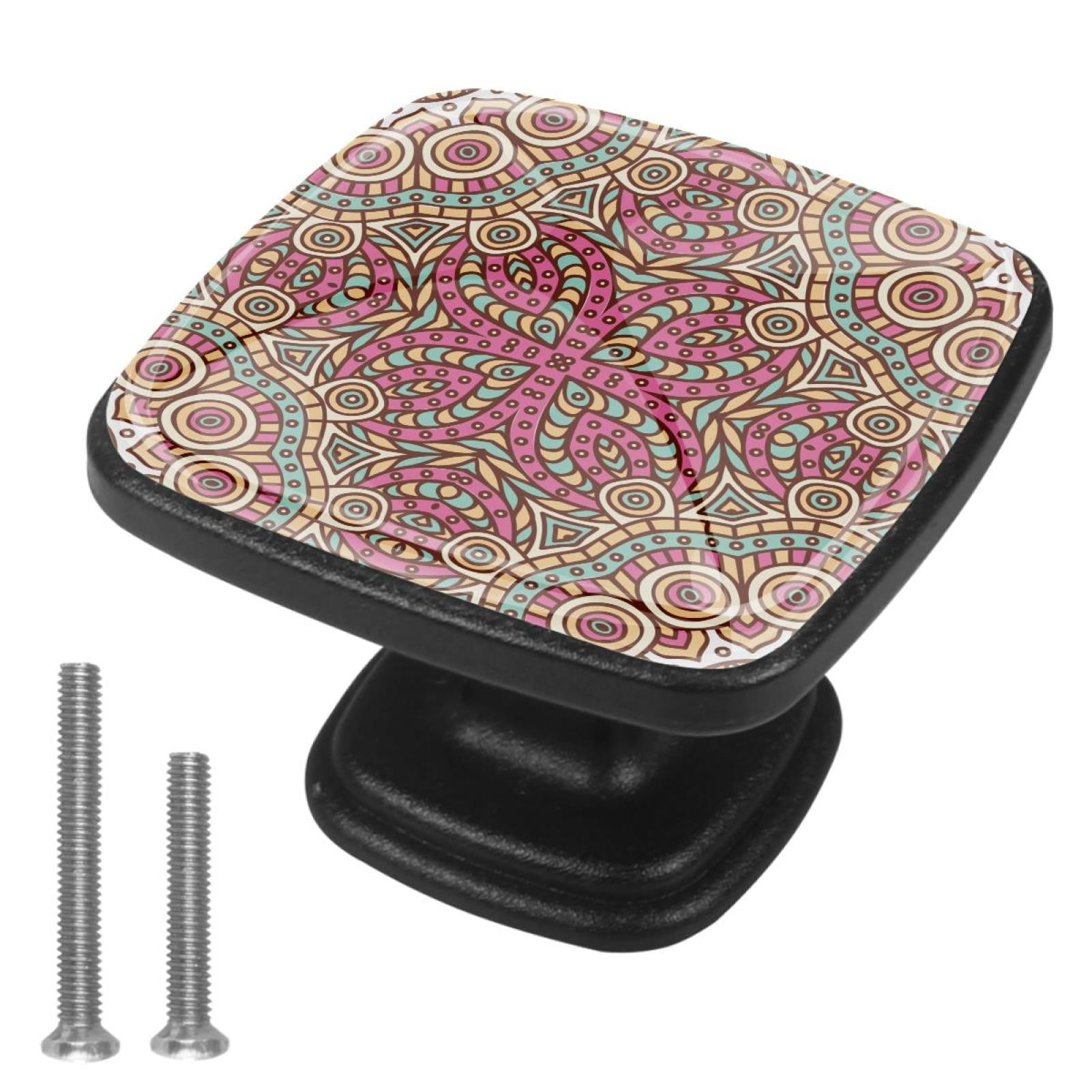 4 Pcs Cabinet Handle Drawer Pulls Abstract Tribal Ethnic Knobs with ...