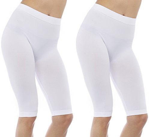 2 Pack Women's Seamless Stretch Yoga Exercise Shorts White 19 ...