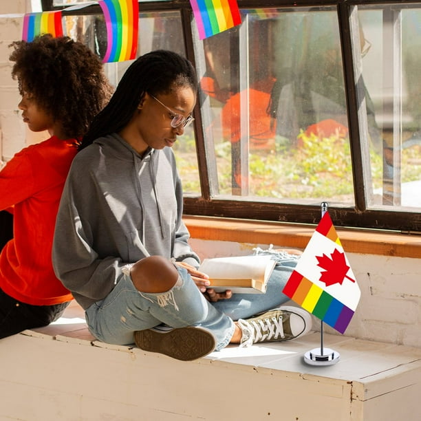 Canada Pride Flag Tabletop Rainbow LGBTQ Flag Mini Pride Rainbow Flag ...