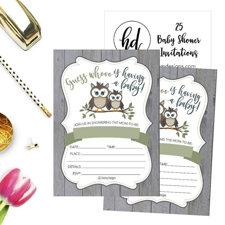 Blank Owl Baby Shower Invitations