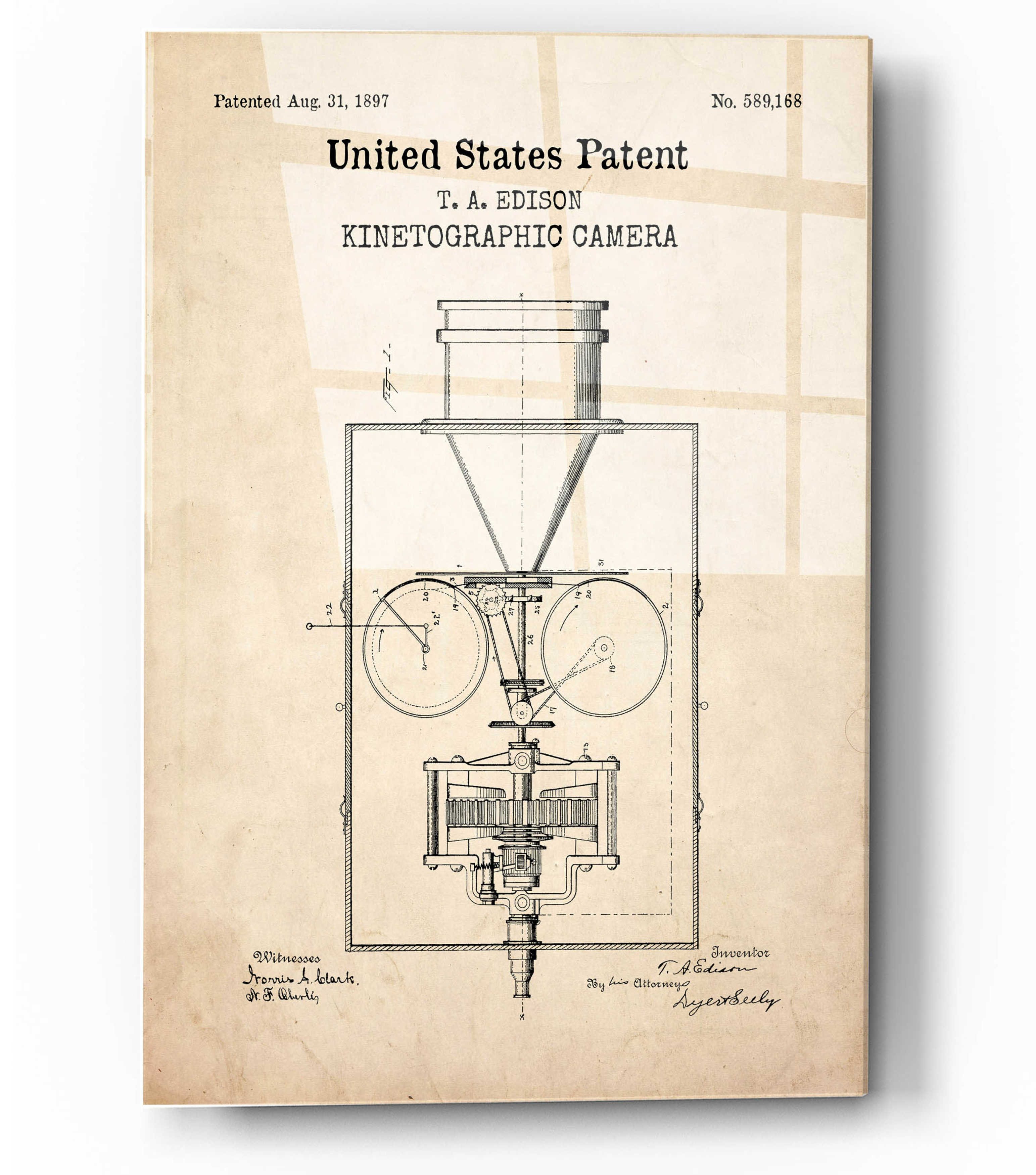 Epic Art 'Kinetographic Camera Blueprint Patent Parchment,' Acrylic ...