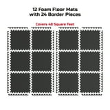 FitRx Pro Mat Exercise Mat, 12-Pack, 24" x 24" Interlocking Foam Tiles ...