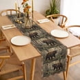 Forest Bear Cotton Linen Table Runner Country Jungle Animal Tree Leaf ...