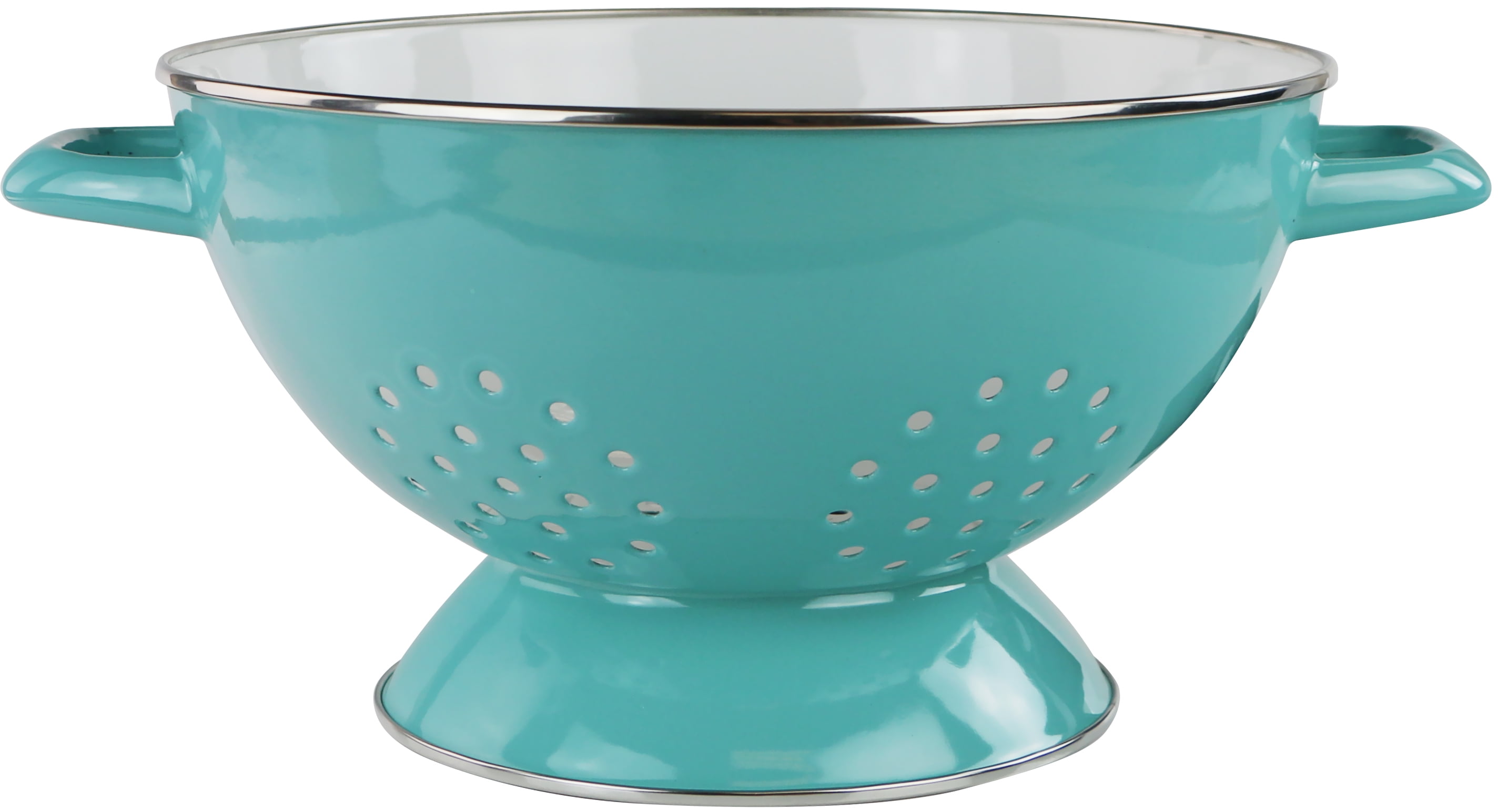Calypso Basics, 5 Qt. Enamel on Steel Two Toned Colander, Turquoise ...