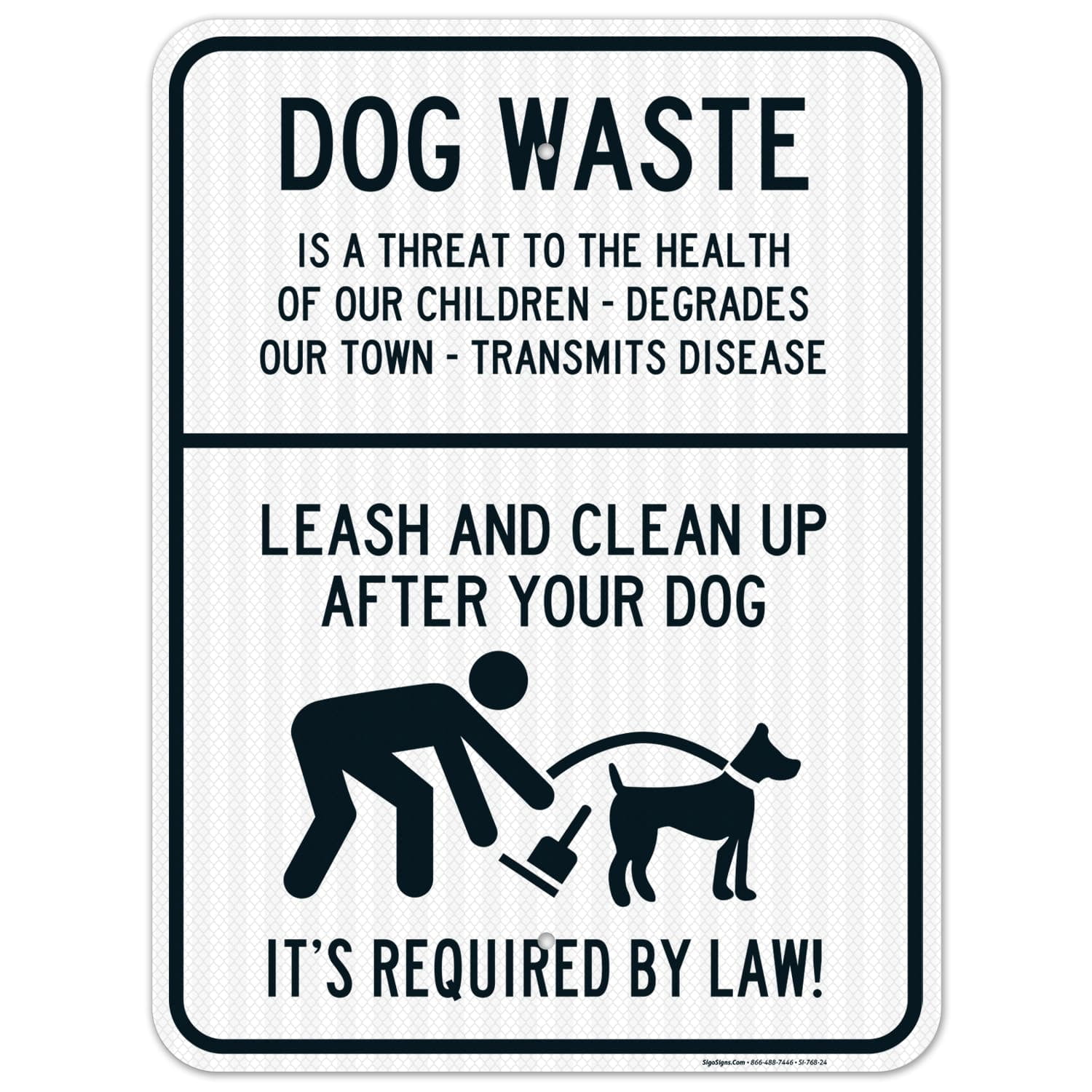 Leash and Clean Up After Your Dog Sign, Dog Waste Sign, - Walmart.com