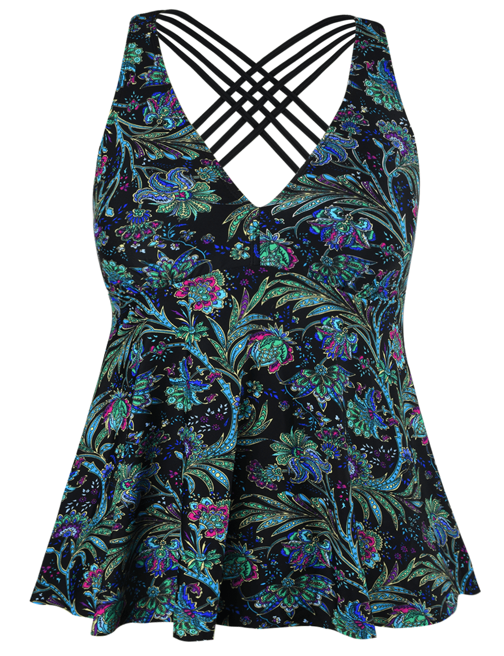 Firpearl Women's Tankini Swimsuits Cross Back Flowy Swim Tops Modest ...