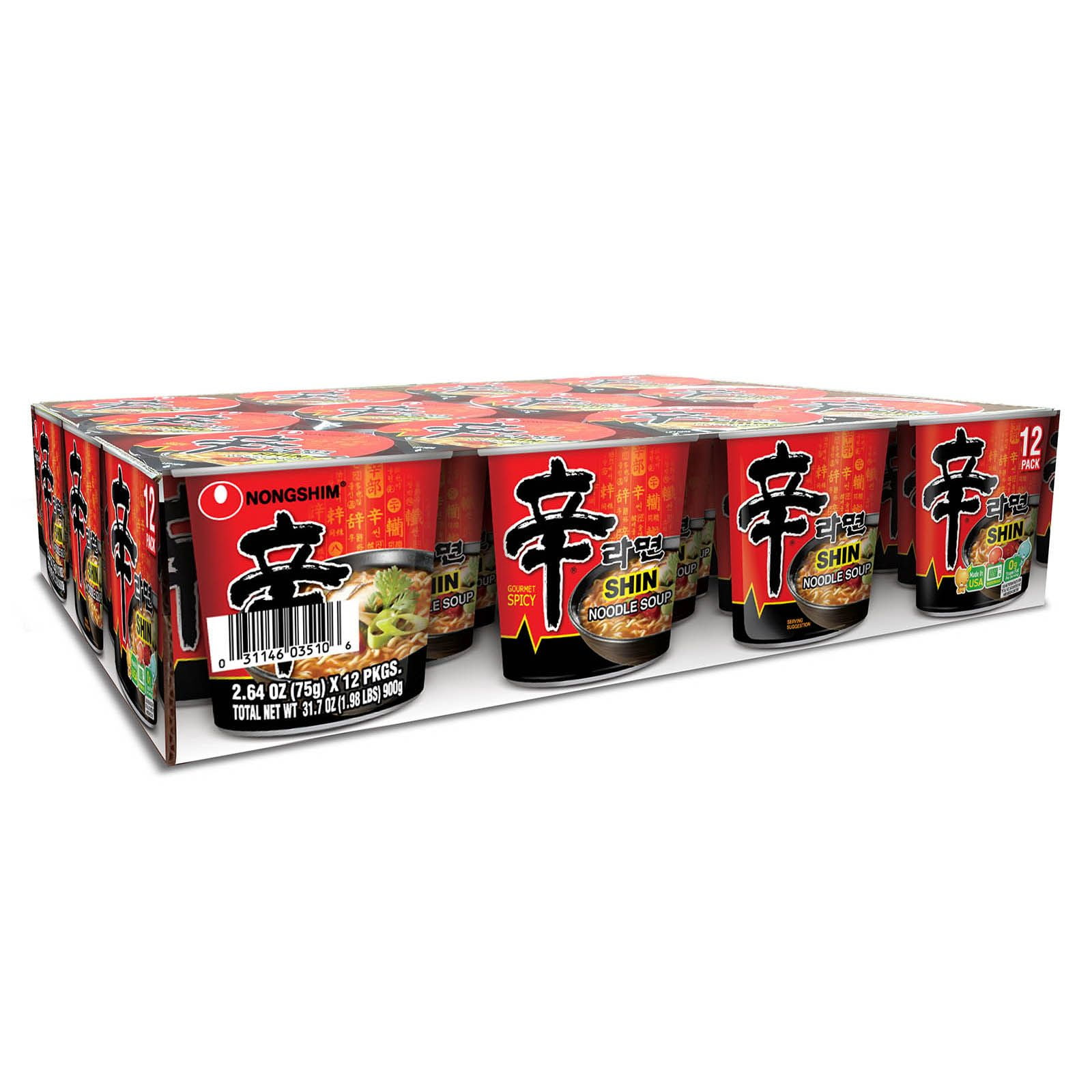 Product of Nongshim Shin Cup Noodle Soup, New 12 Pk. 2.64 oz. - Walmart.com