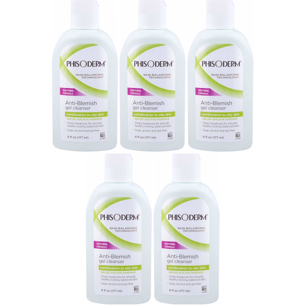5 Pack Phisoderm Anti-Blemish Gel Cleanser Soothing Formula 6 oz Ea by ...