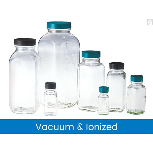 1 oz Clear French Square Bottles with 33-400 Black Phenolic Polyseal ...