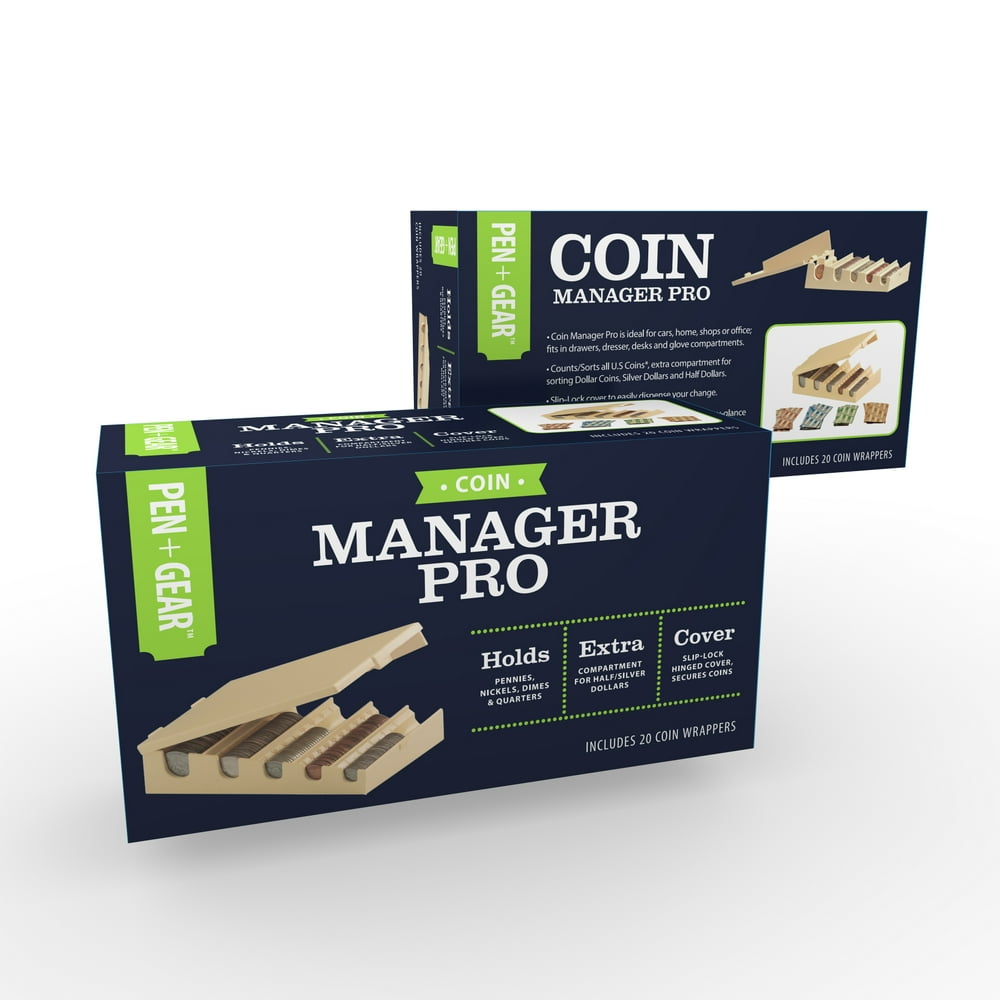 PEN+GEAR Coin Manager Pro Coin Sorting Organizer Tray with Cover & Coin ...