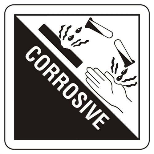 Corrosive Safety Labels, 4" x 4", Vinyl with DOT Hazmat Symbol ...