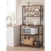 Bakers Rack for Kitchen, 6-Tier Kitchen Shelves with 6 Hooks, Microwave ...