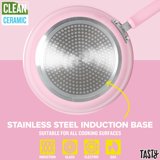 Tasty Clean Ceramic 16 Piece Non-Stick Aluminum Cookware Set, Pink ...