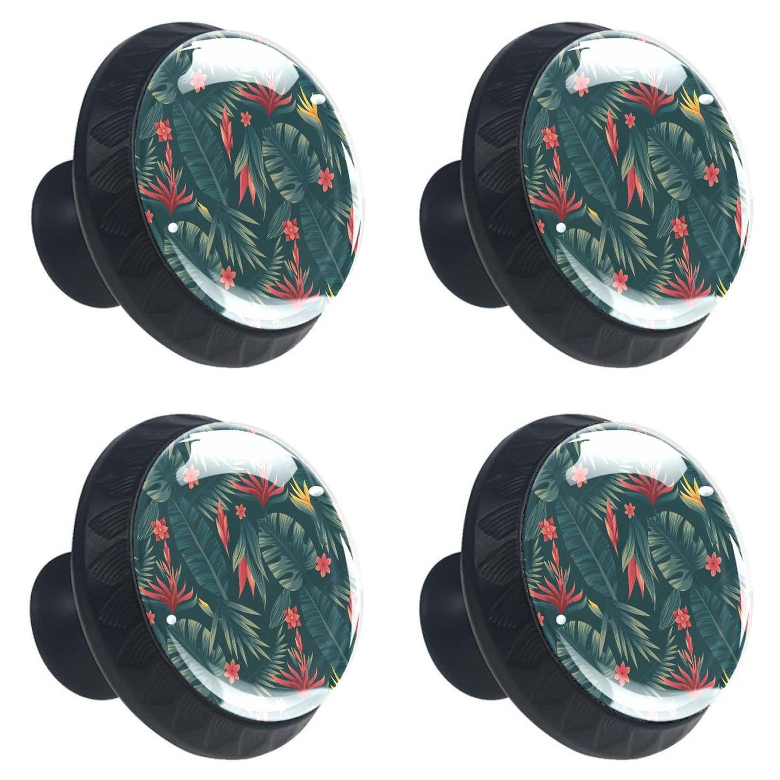 4 Pcs Tropical Green Leaves Knobs for Kitchen Cabinet Cupboard Dresser ...