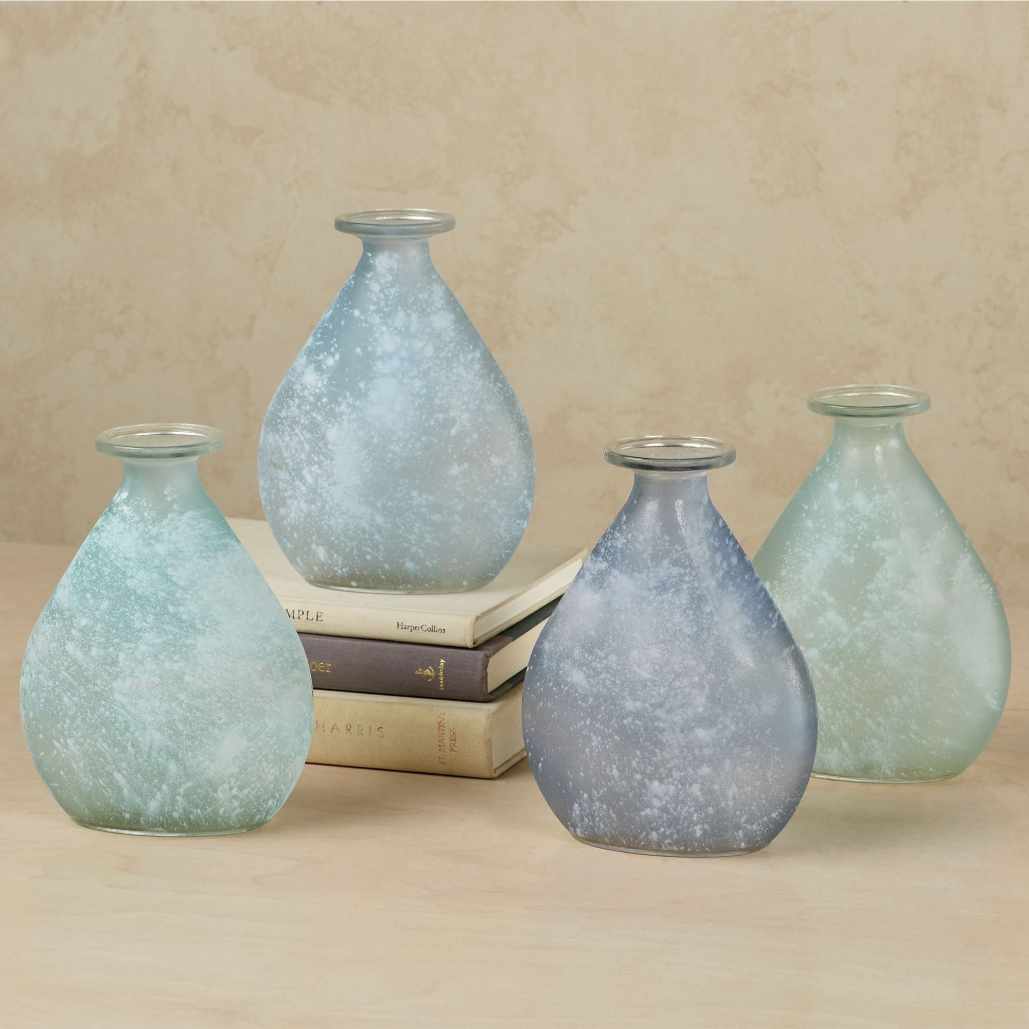 Frosted Blue-Toned Glass Teardrop Vases Set of Four - Walmart.com