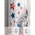 American Flag Cat Sheer Curtains for Living Room Bedroom Blue Red Star ...