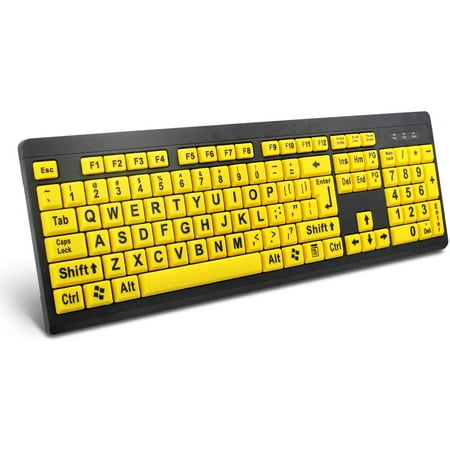 Large Print Computer Keyboard, Wired Usb High Contrast Keyboard With ...