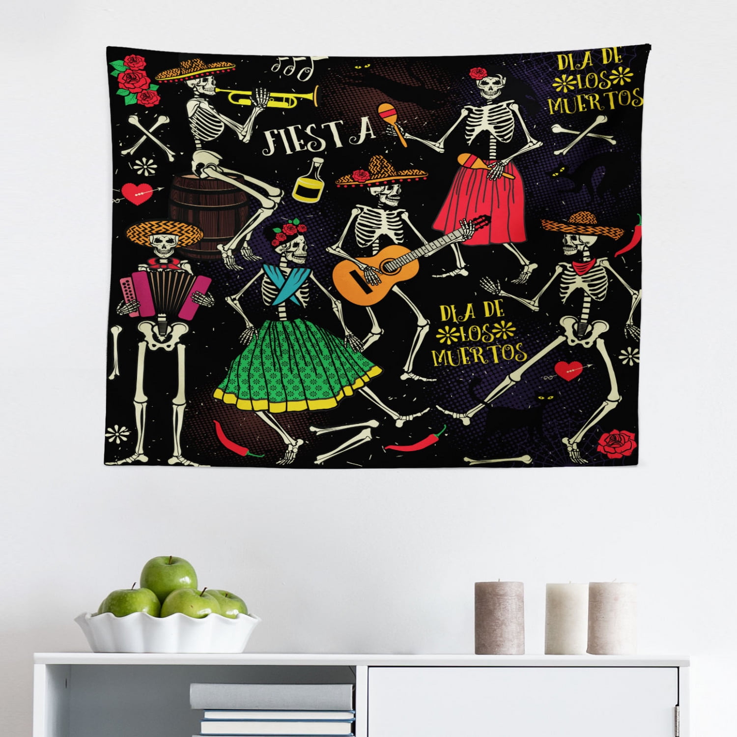 Skeleton Tapestry, Animal Anatomy Themed Infographic with Bones of The ...
