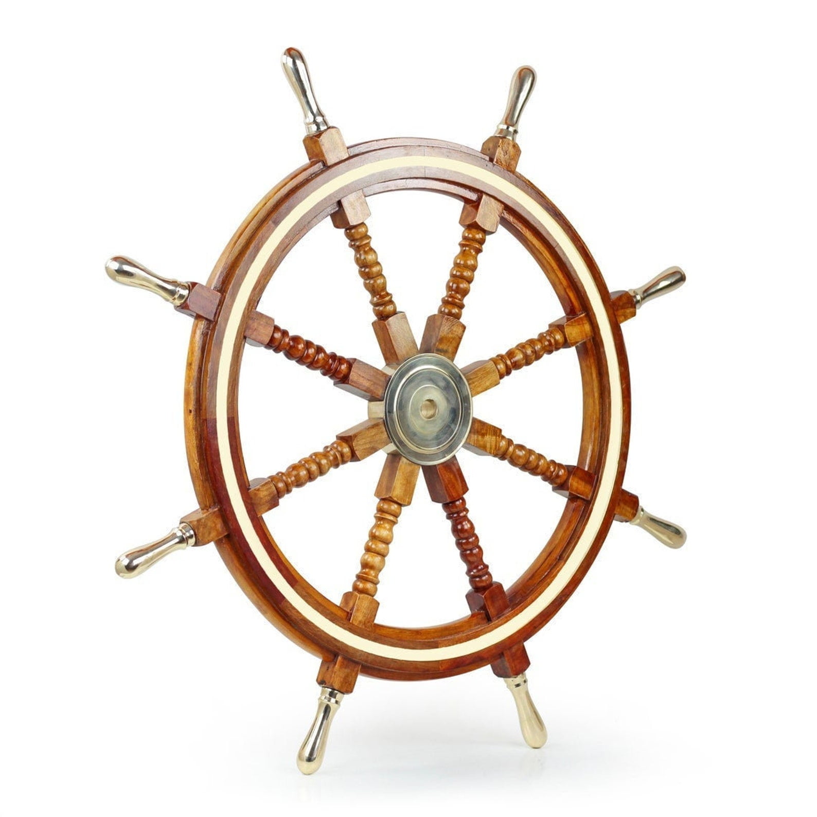 Wooden Nautical Ship Wheel Pirate Rustic Captain Wall Home Décor ...