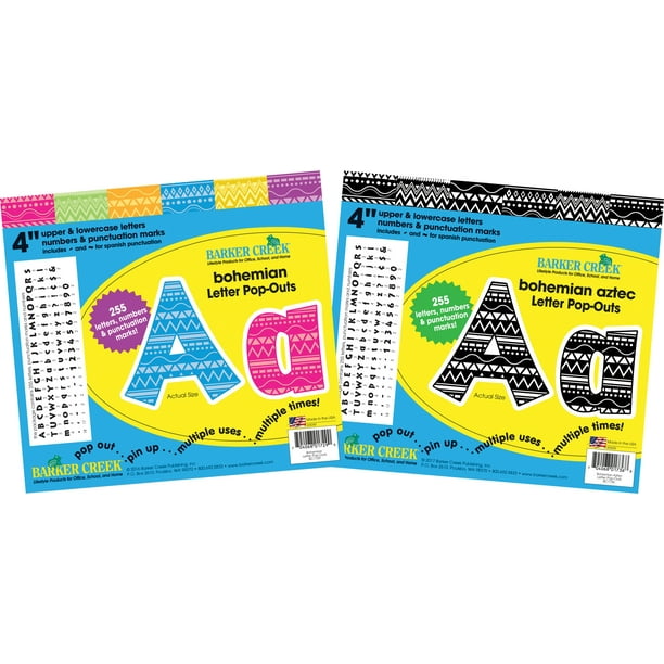 Barker Creek Letter Pop-Out Set - 4" Bohemian & 4" Boho Aztec - 510 ...