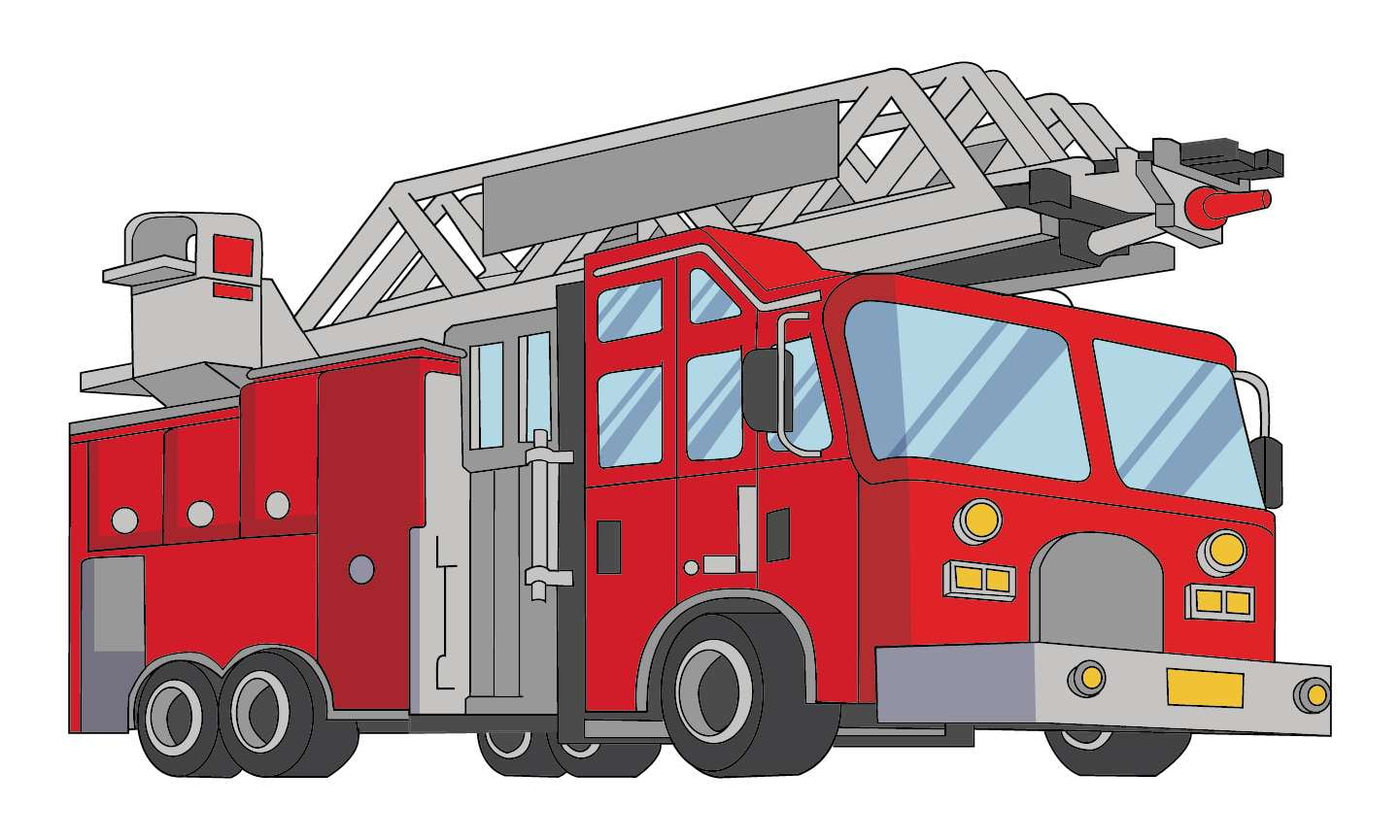 Firetruck Artwork Vinyl Wall Decal - 911 Emergency Vehicle Art Drawing ...
