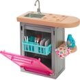 Barbie World Toy Dishwasher Set with 9 Dollhouse Kitchen Accessories ...