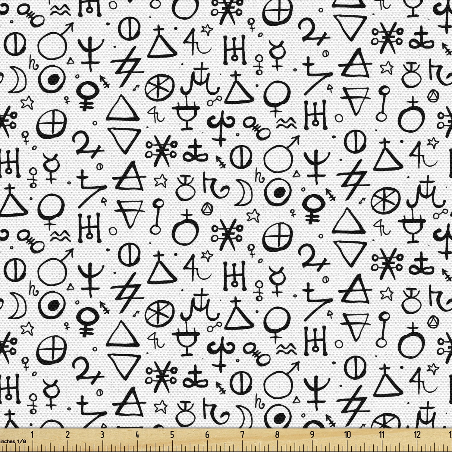 Astrology Fabric by the Yard Upholstery, Geometric Pattern with Alchemy ...