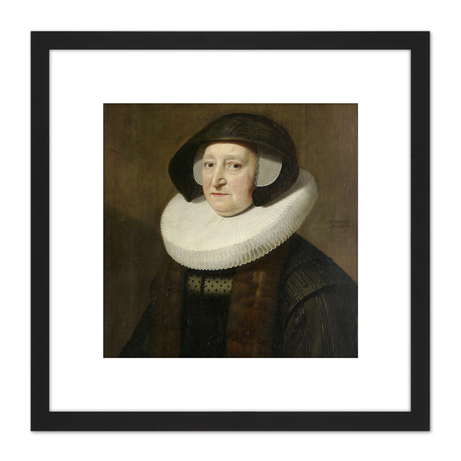 Van Mierevelt Portrait Maria Petitpas Painting 8X8 Inch Square Wooden ...