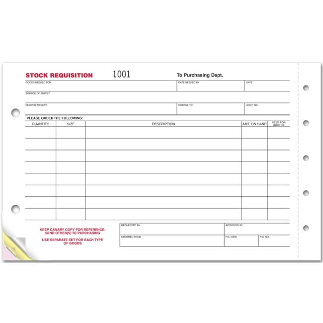 Stock Requisition Form, 5 1/2 X 9 1/4" - Walmart.com