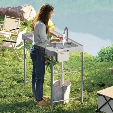 Topbuy Portable Fishing Fillet Prep Table with Rotatable Faucet, Sink ...
