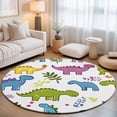 Cartoon Dinosaur 4FT Round Area Rugs for Living Room Simple Cute Ultra ...