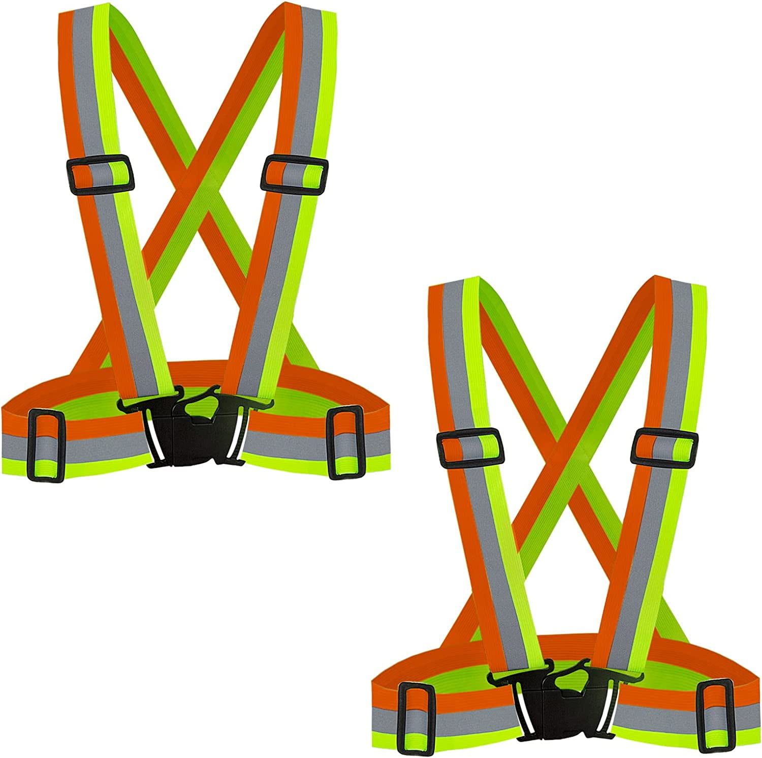 10 Pack Hi Vis Safety Vests - Adjustable Bright Neon Color High ...