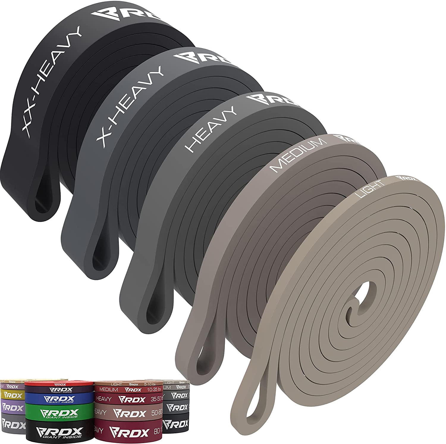 RDX Resistance Bands 5 Level Set, CPSIA, RoHS, REACH Certified, Pull up ...