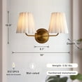 Conical Ivory Ruffled Linen Shade Double Sconce with Brass Plate ...