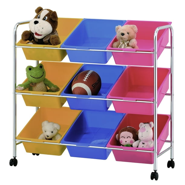 Furinno Children Wayar 9-Bin Storage Toy Plastic Organizing Rack, Multi ...