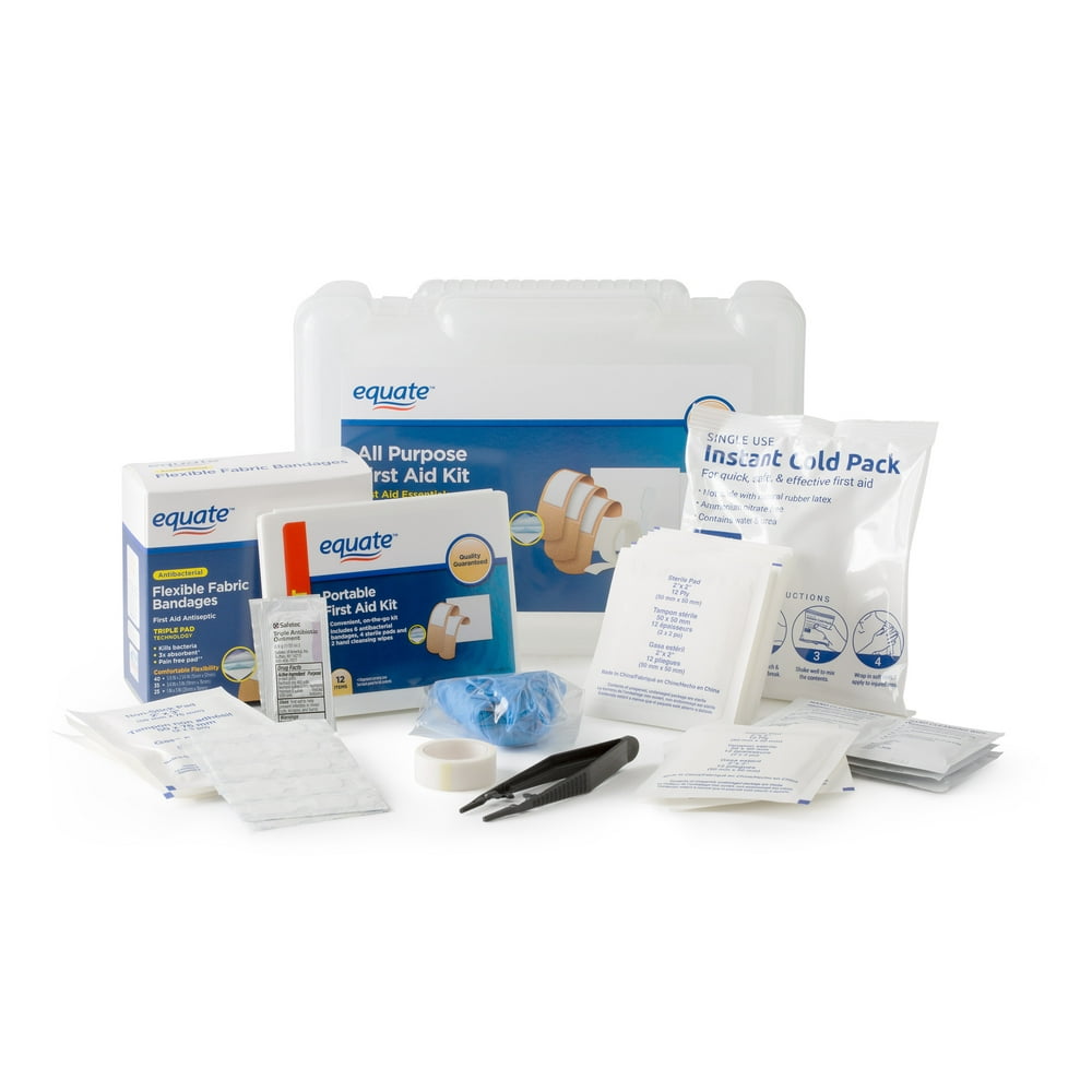 Equate All Purpose First Aid Kit First Aid Essentials Package, 152 Pc ...