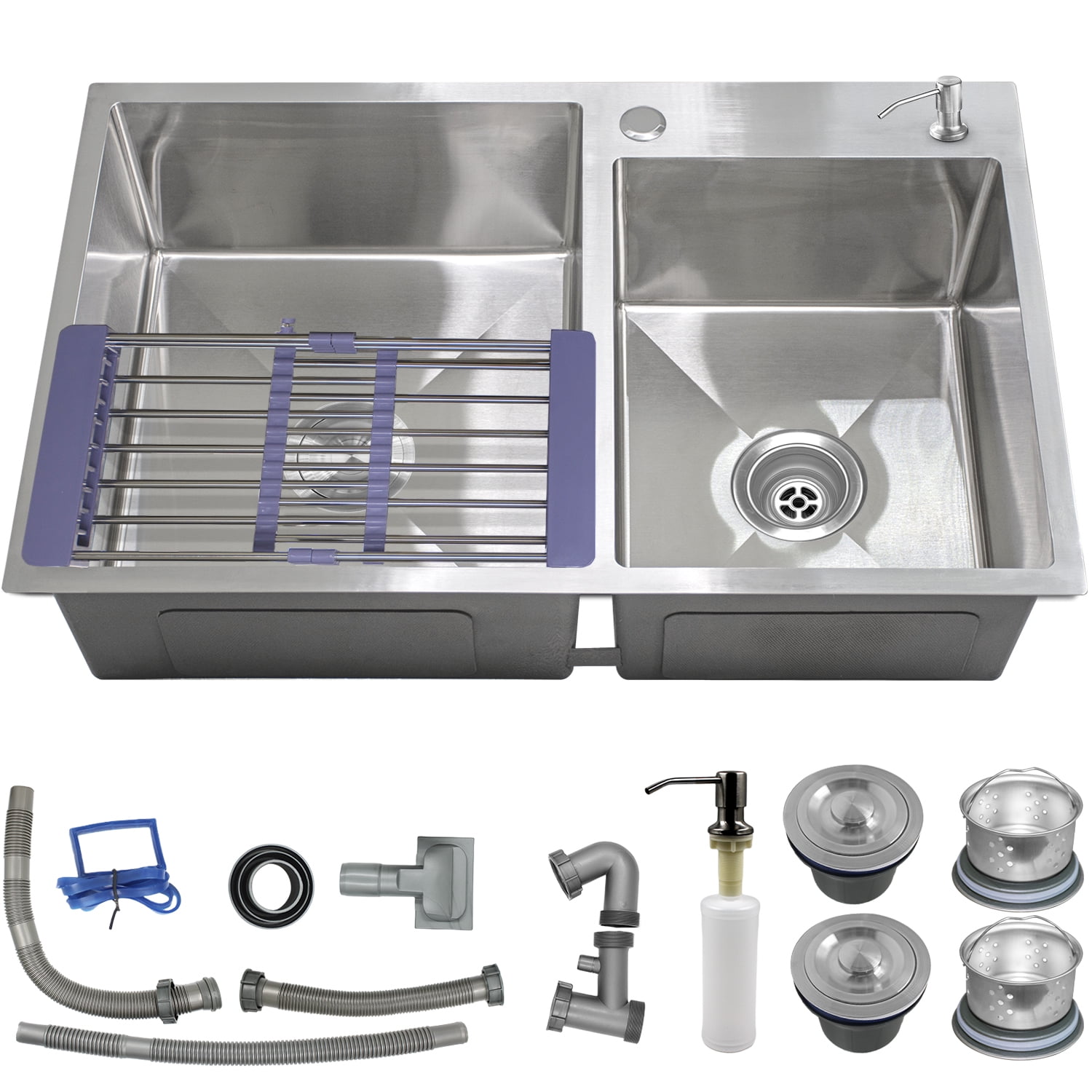 Fregadero Tarja Acero Inox 2 Tinas Gutstark 32 x 40 x 20 cm Escurridor ...