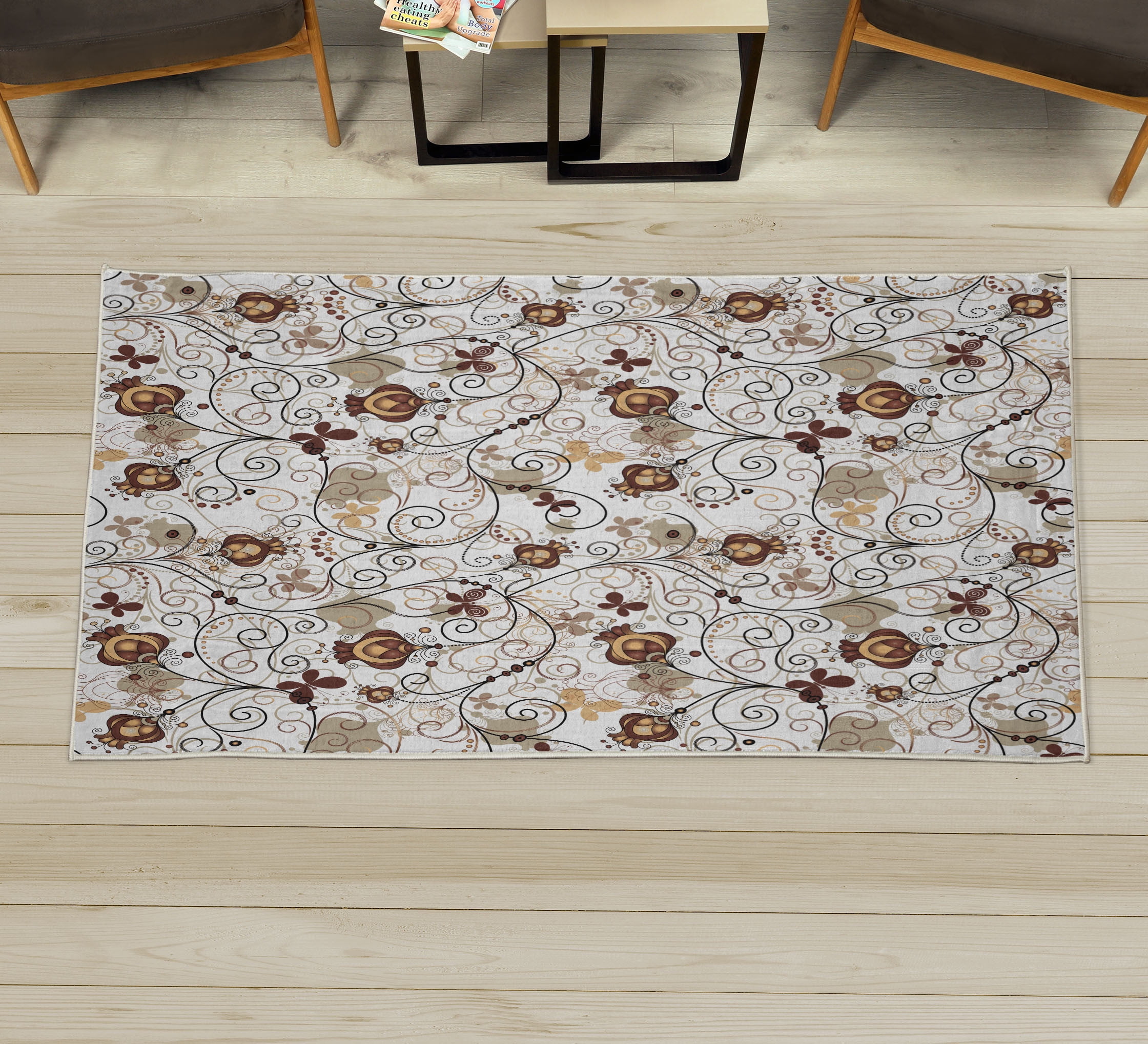 Floral Decorative Rug, Abstract Dreamy Illustration of Flowers and ...