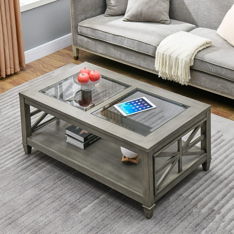 Farmhouse glass coffee table store