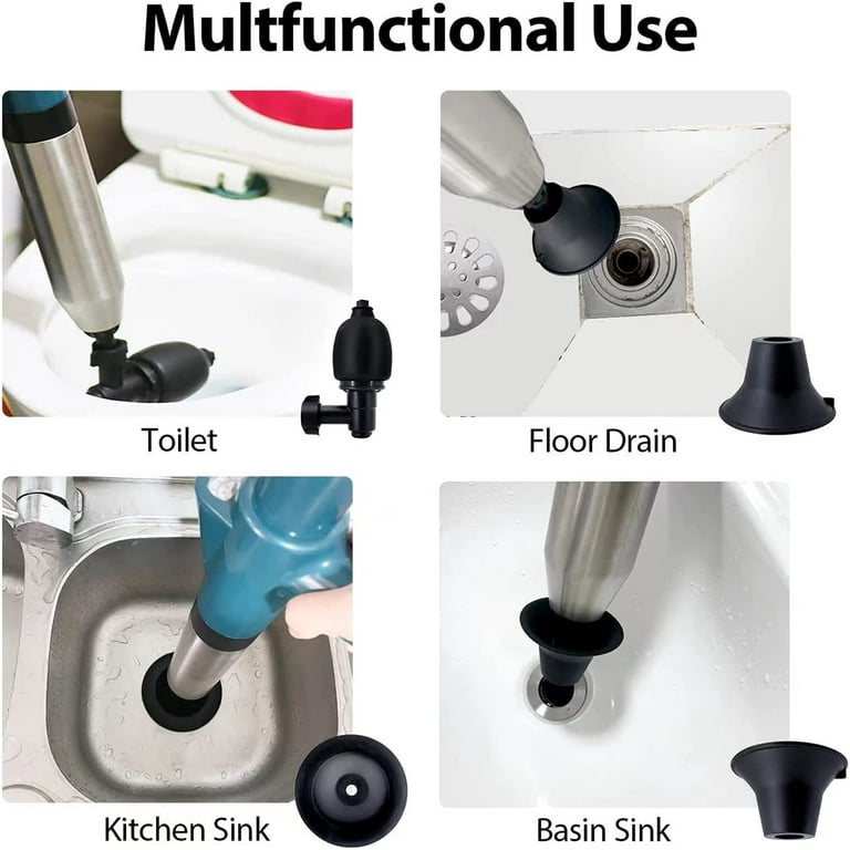 Air Plunger Upgraded 360° Universal Toilet Plunger - High-Pressure Air ...