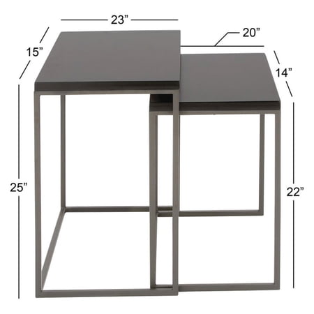 Metal Wood Nestng Table Set Of 2 22", 25"H - Walmart.com - Walmart.com