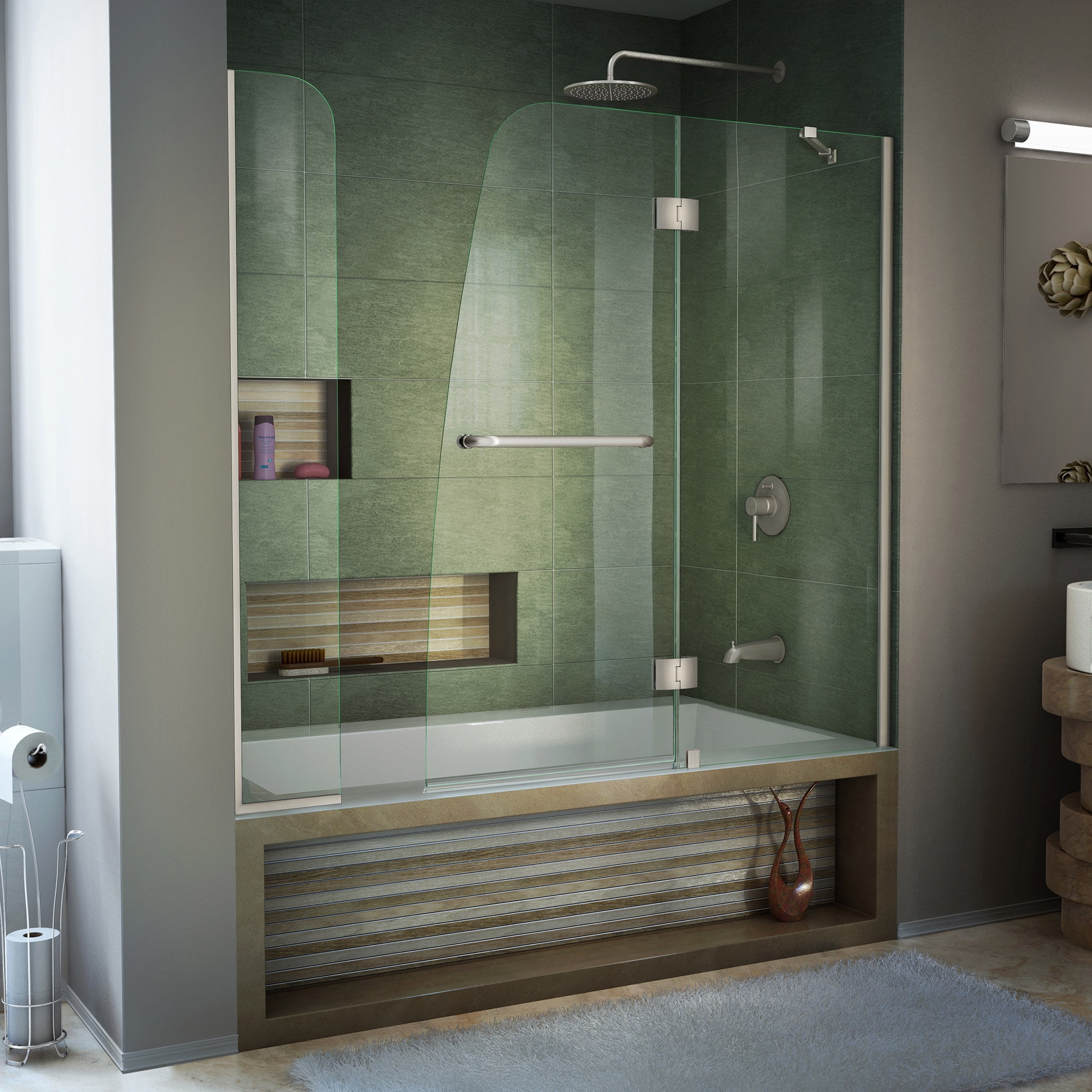 Dreamline Aqua 56 60 In W X 58 In H Frameless Hinged Tub Door With
